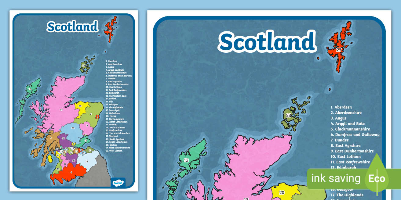 Scotland's Local Government Areas - Display Poster