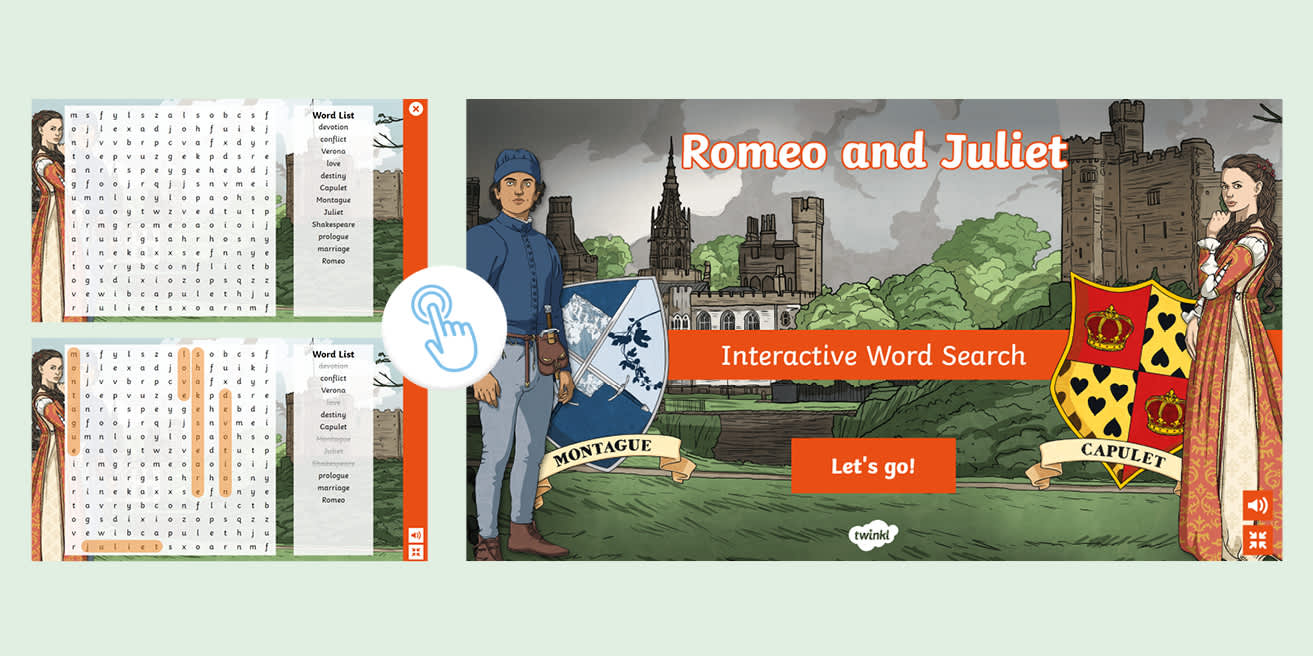 Romeo and Juliet Interactive Word Search
