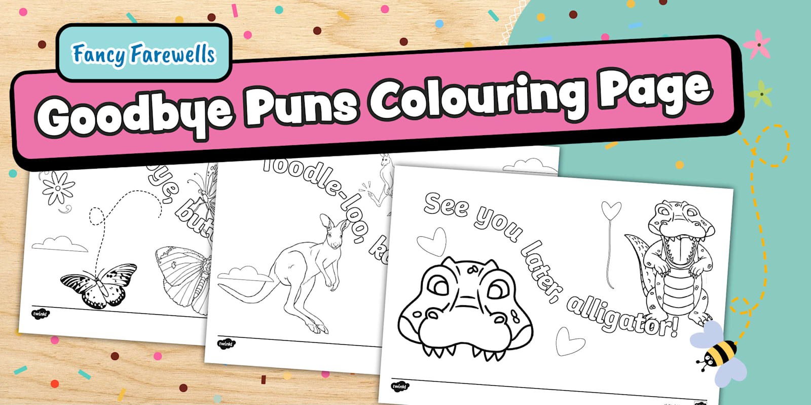 Goodbye Puns Colouring Page