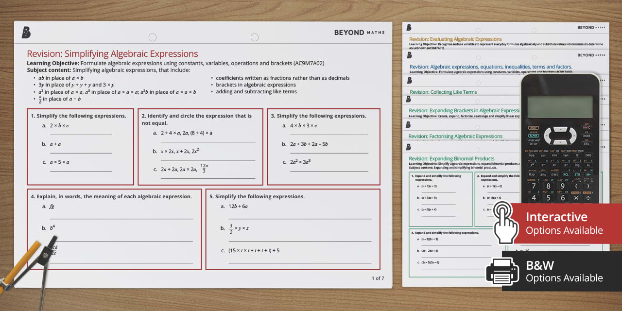 Algebra Revision Pack: Years 7 - 10