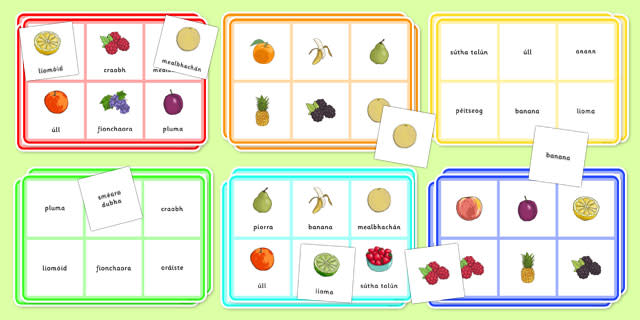 Fruit in Irish | Bingo Gaeilge | Twinkl