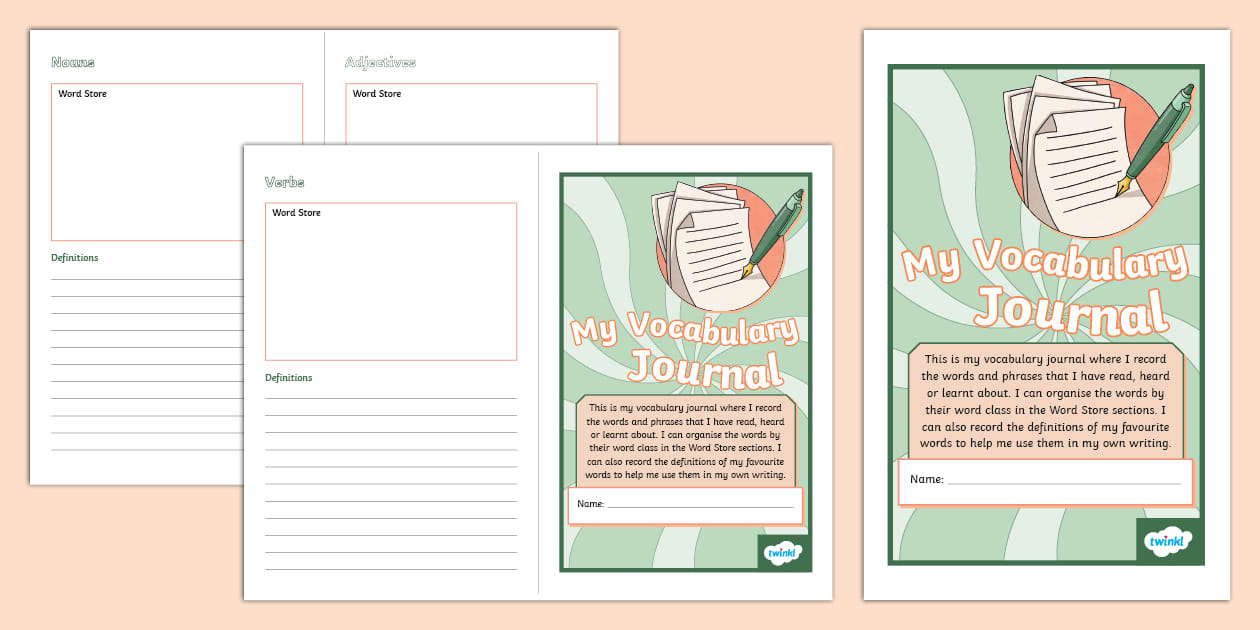 Vocabulary Journal Writing Template