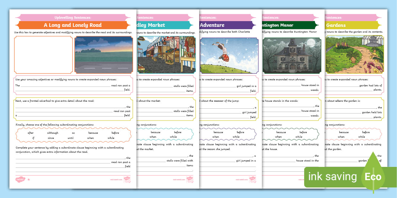 Uplevelling Sentences Worksheets