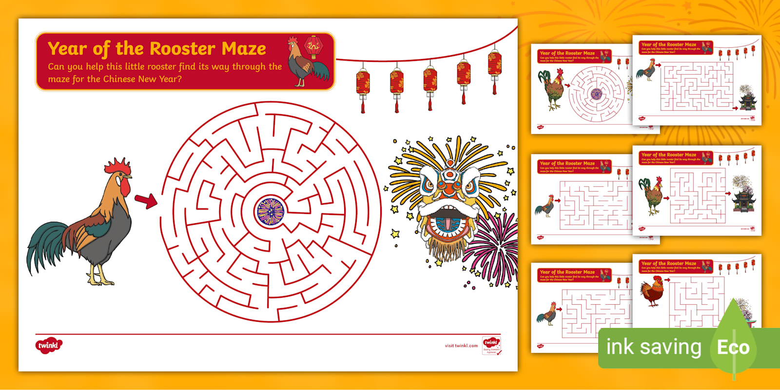 Year of the Rooster Maze Activity Worksheets