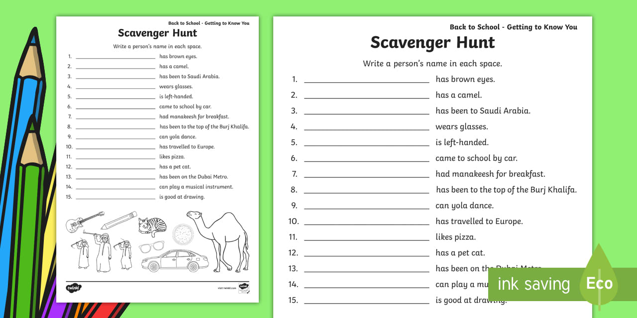 Back to School Scavenger Hunt - All About Me, New Beginnings, Getting ...