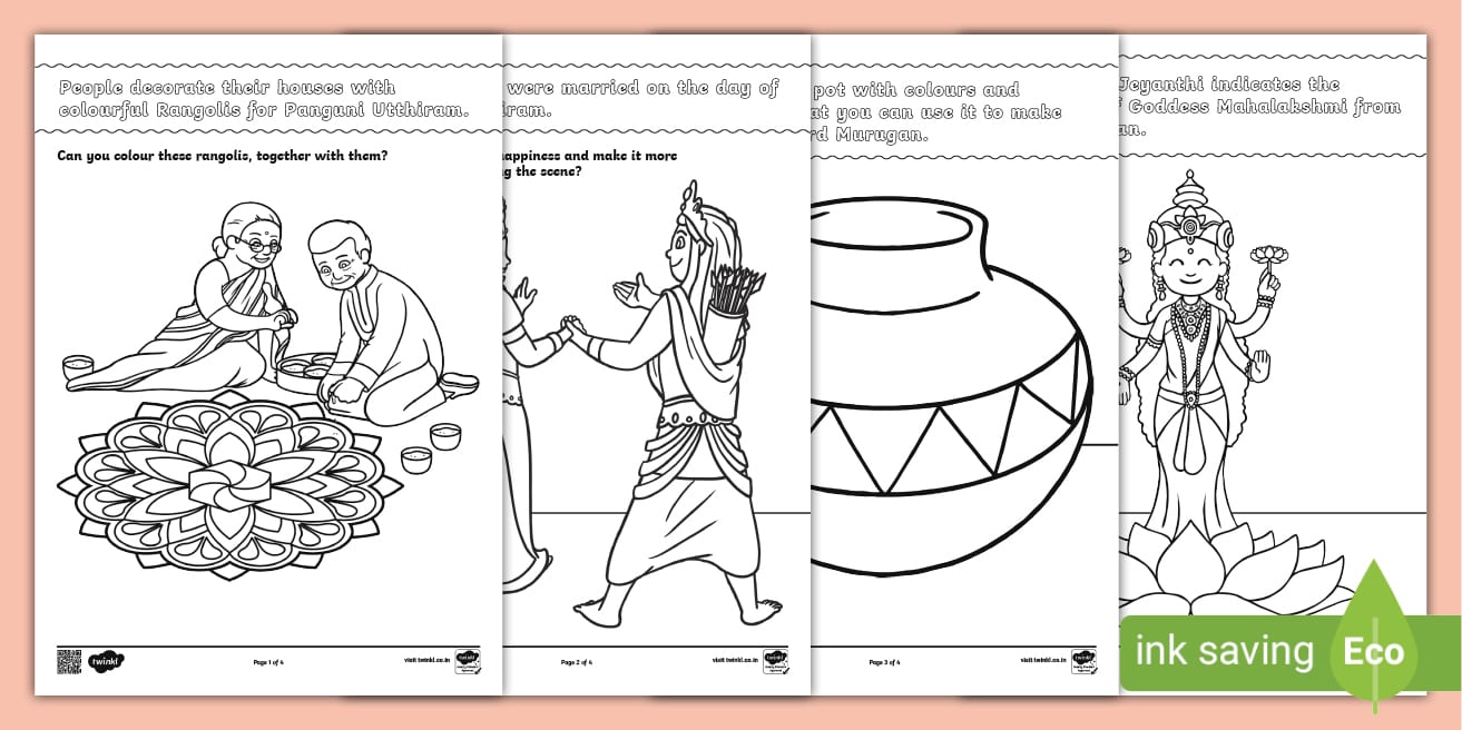 Panguni Utthiram Themed Colouring Sheets