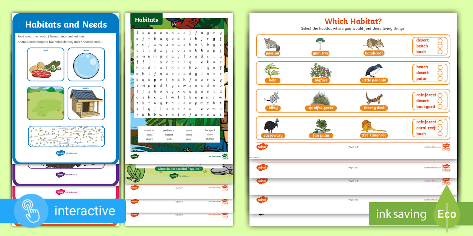Habitats Interactive PDF Science Activity Pack