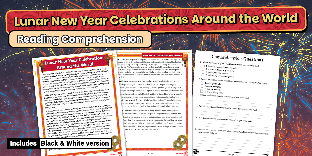 Lunar New Year Celebrations Around the World: Intermediate Reading ...