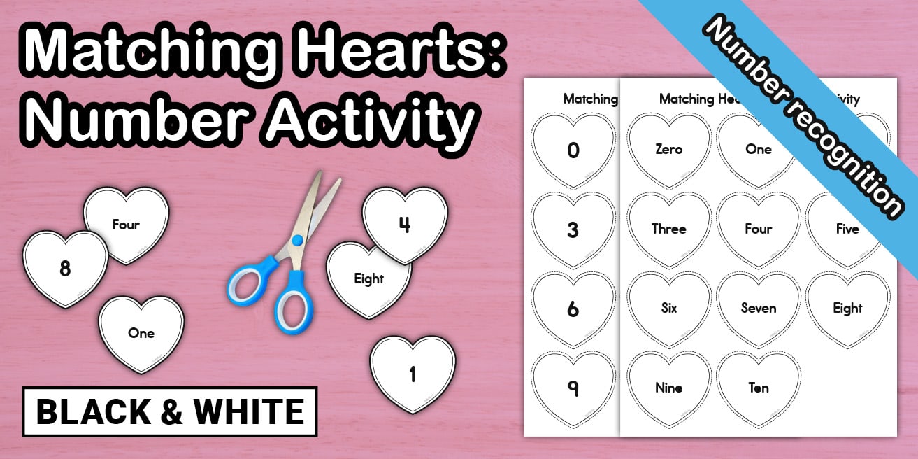 Matching Hearts EYES Number Activity