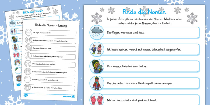 Finde die Nomen - Arbeitsblatt