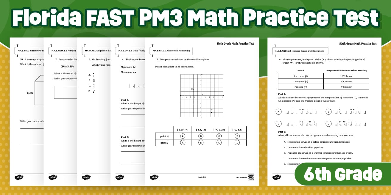 Sixth Grade Math Practice Test | Florida FAST PM3 Test Prep