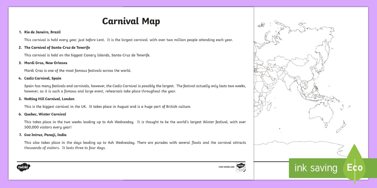 Carnivals Around the World Map Labelling Activity - KS2, geography ...