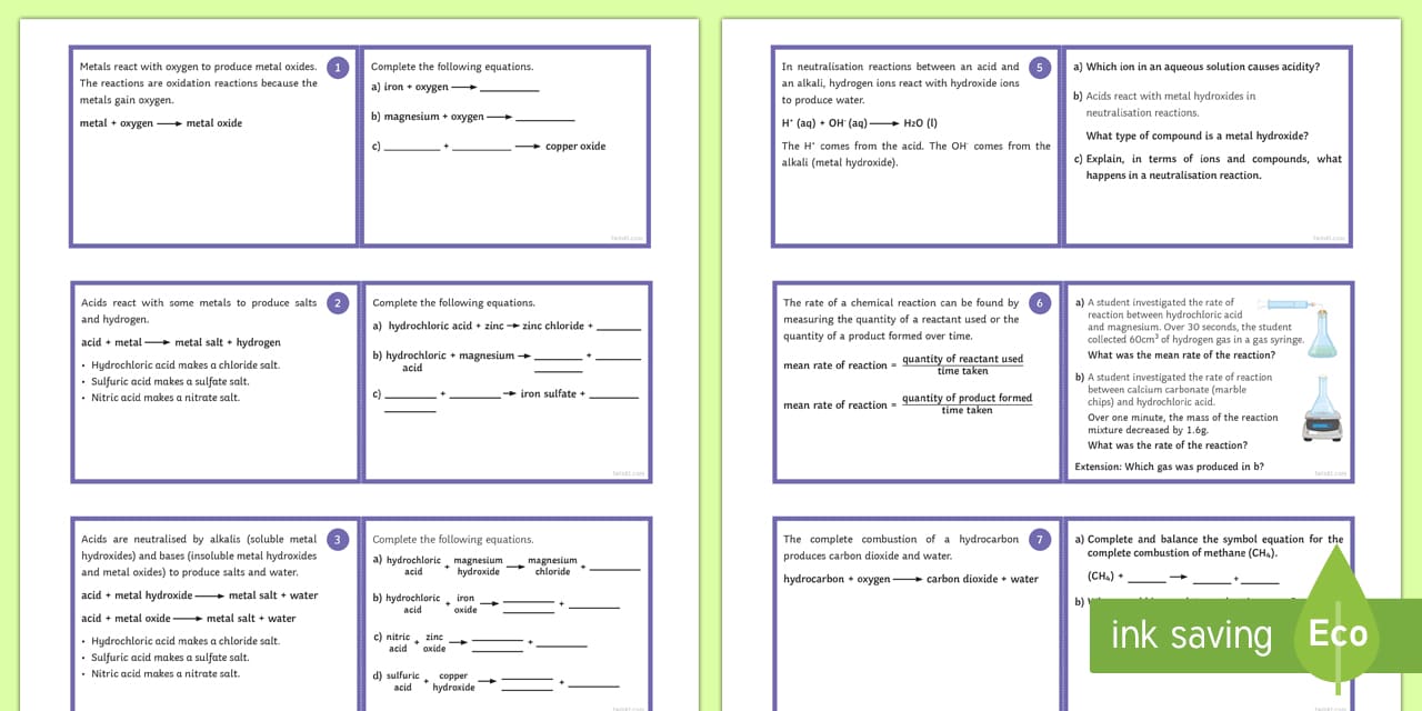 Chemistry Equation Flashcards