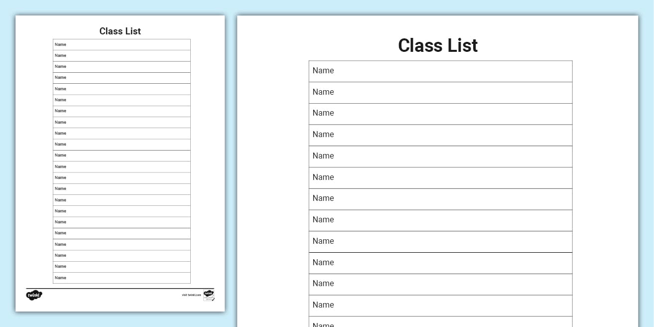 Blank Class List Template - Classroom Management | Twinkl