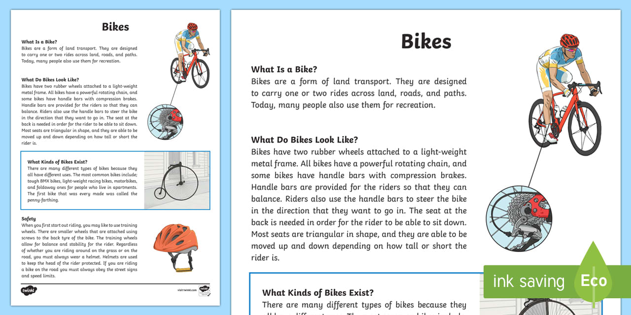 Bikes Information Report Writing Sample