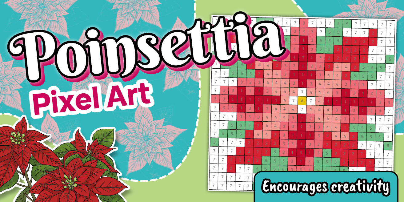 Poinsettia Pixel Art Template