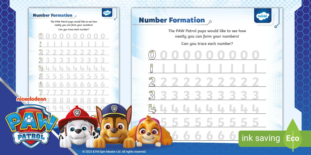 PAW Patrol: Number Formation Activity Sheets