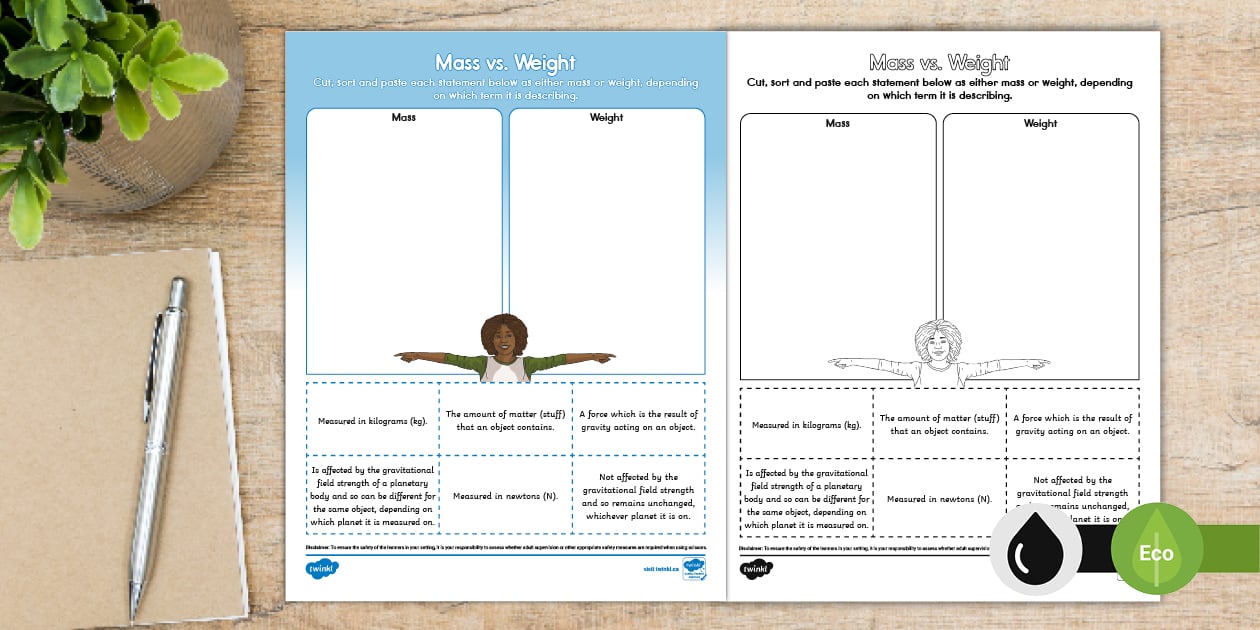 Mass vs Weight Sorting Activity