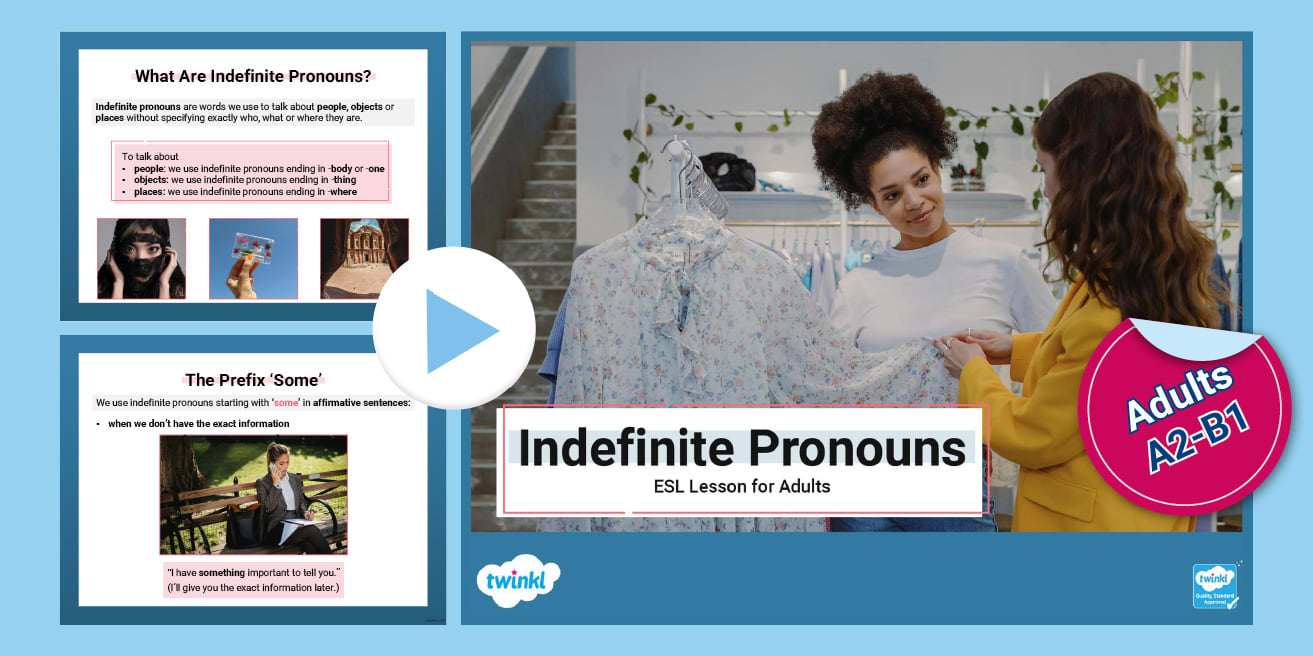 ESL Indefinite Pronouns PowerPoint Lesson [Adults, A2-B1]