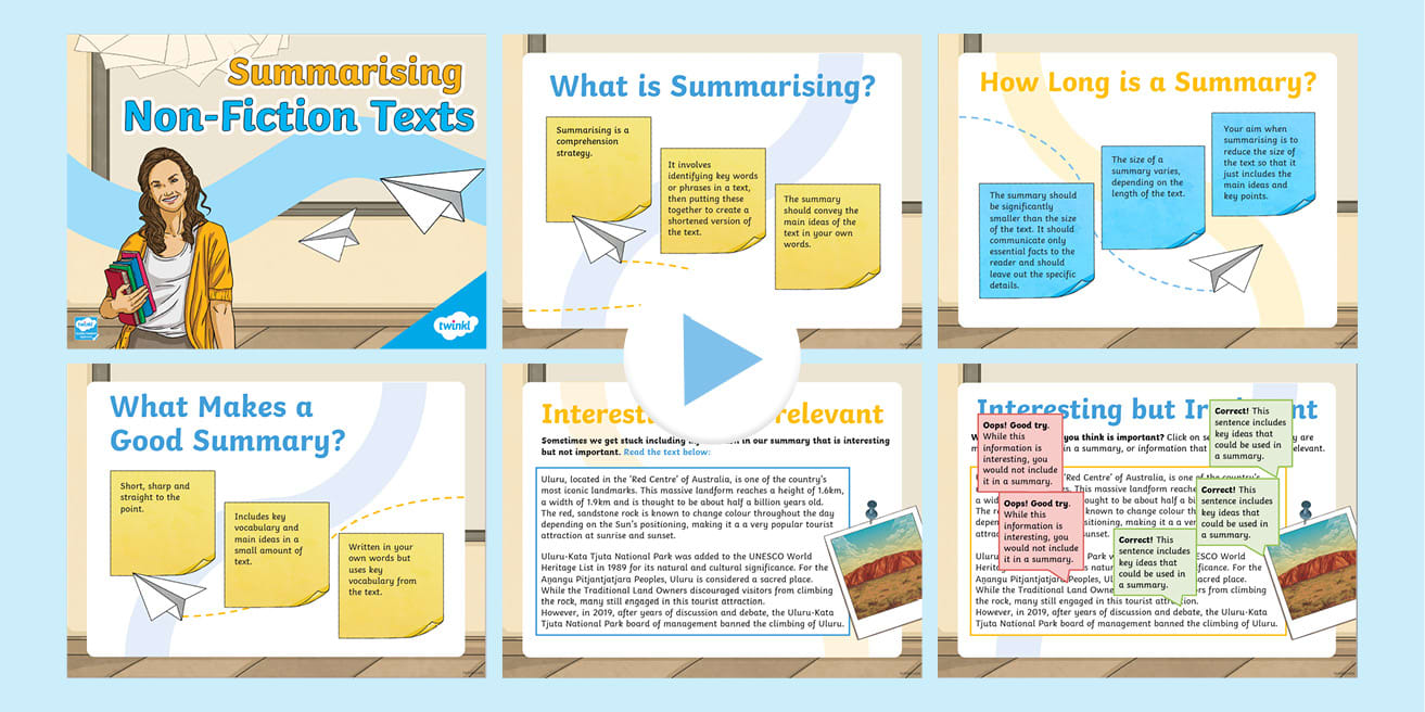 Summarising Non-Fiction PowerPoint | Year 3-6 | Teacher-Made