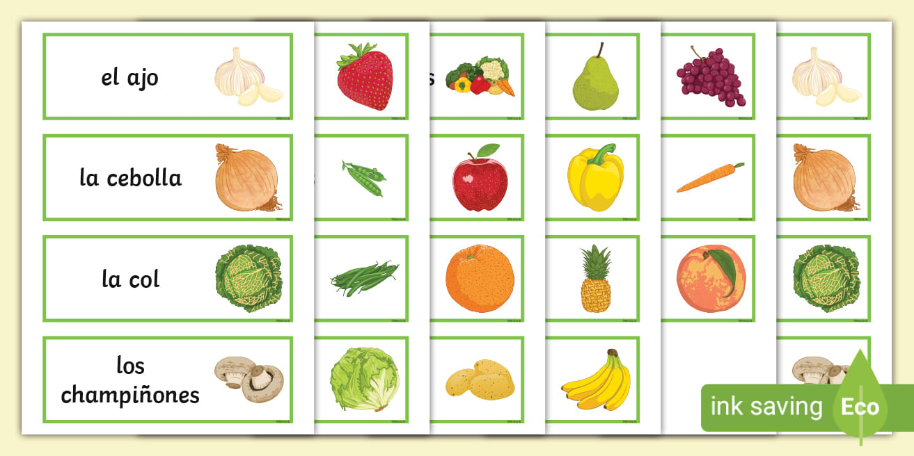 Fruit and Vegetables Word Cards Spanish - Spanish, Vocabulary, Word ...