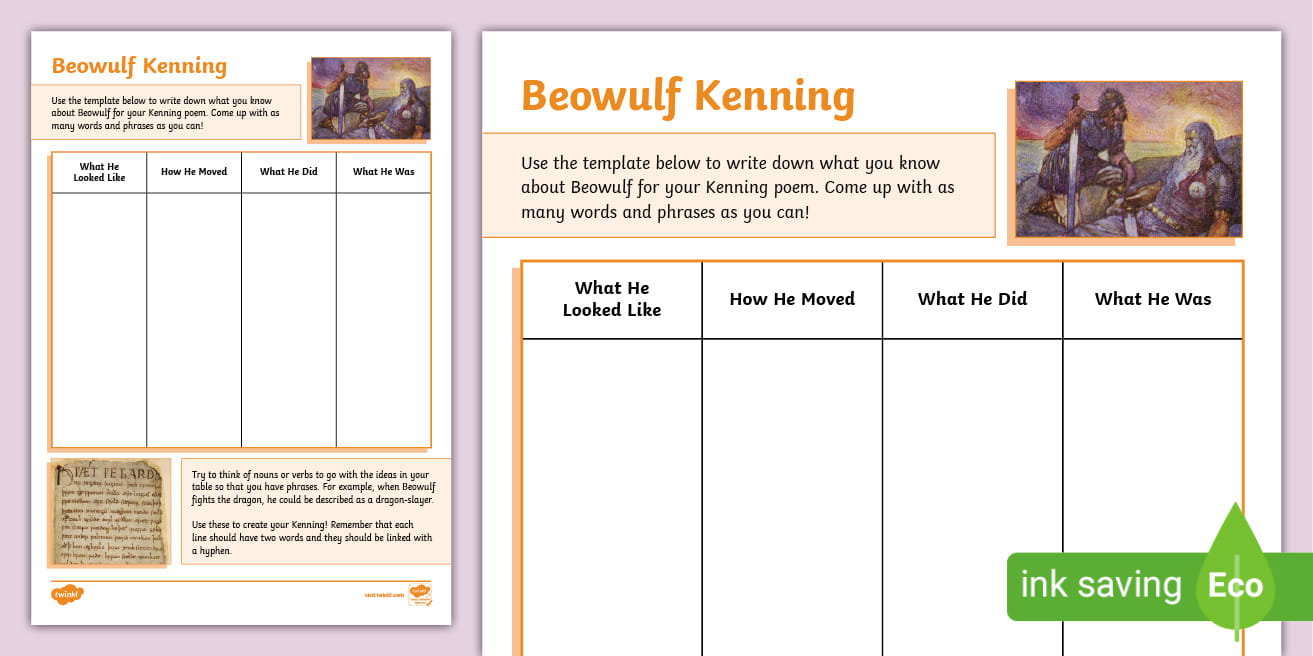 Beowulf Kenning Poem Template