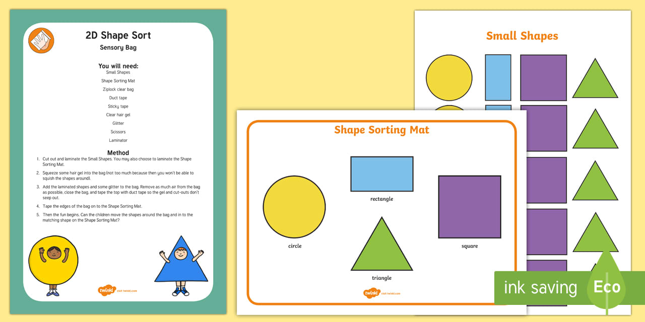 2D Shape Sorting Sensory Bag - shape space and measure, square ...
