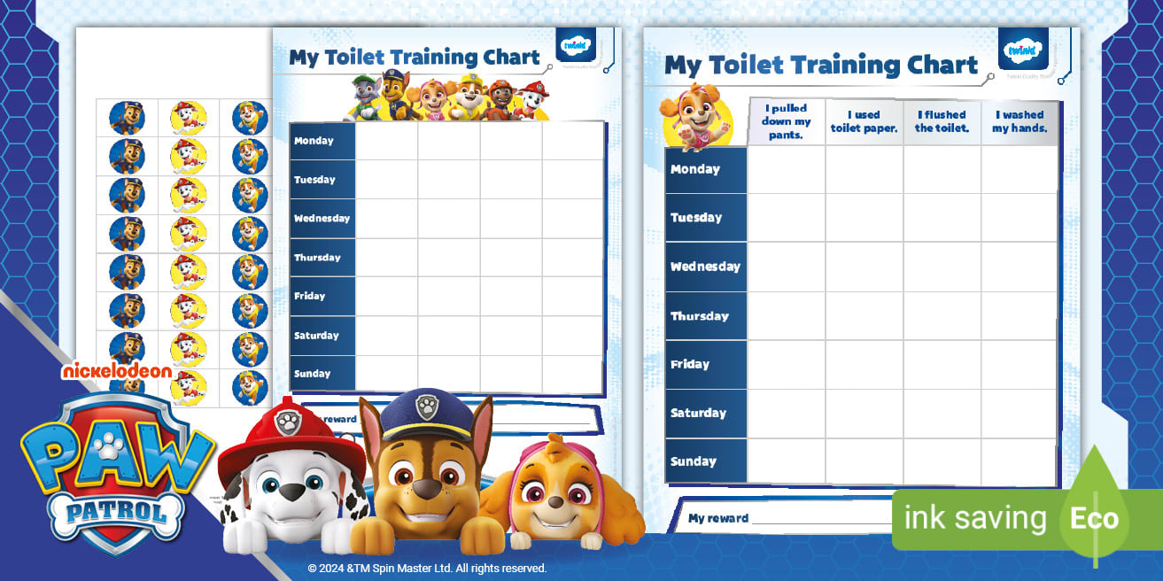 PAW Patrol Toilet Training Reward Chart Printable– Paramount