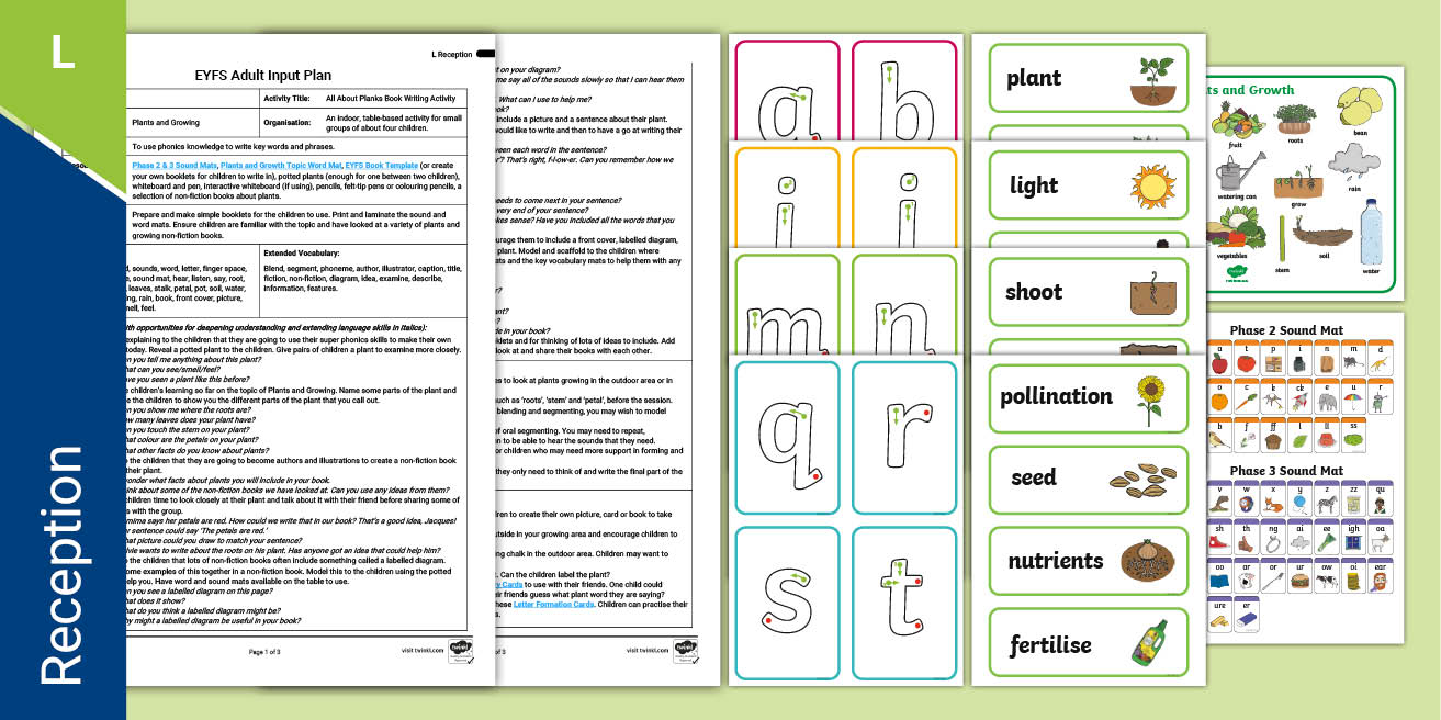 EYFS All About Plants Book Writing Activity Adult Input Plan and ...
