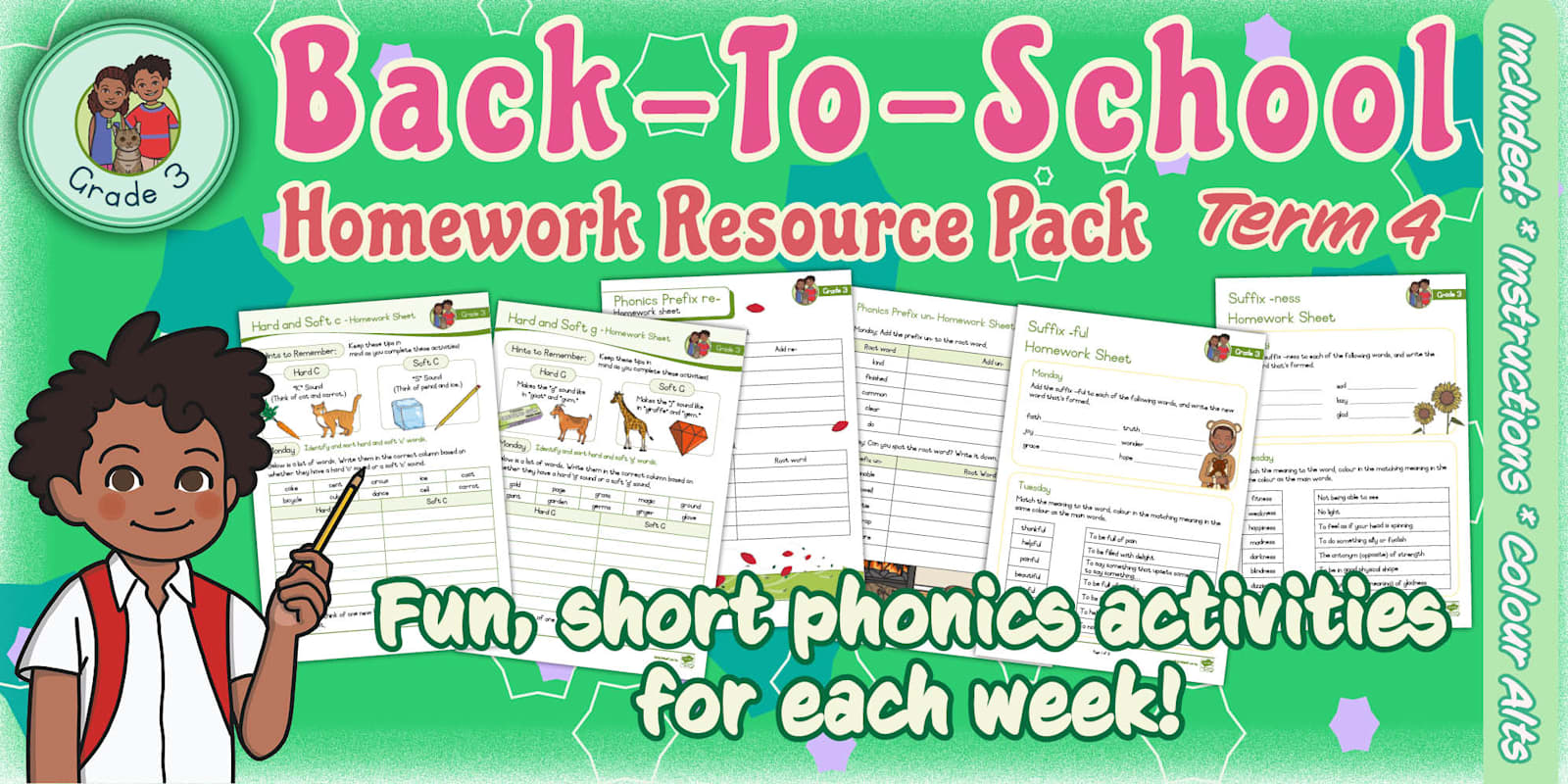 Grade 3 Phonics - Term 4 - Homework - Resource Pack (CAPS Aligned)