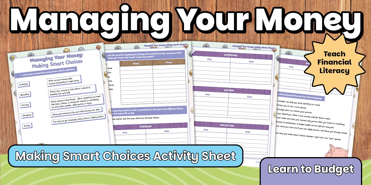 Managing Your Money: Making Smart Choices Activity Sheet