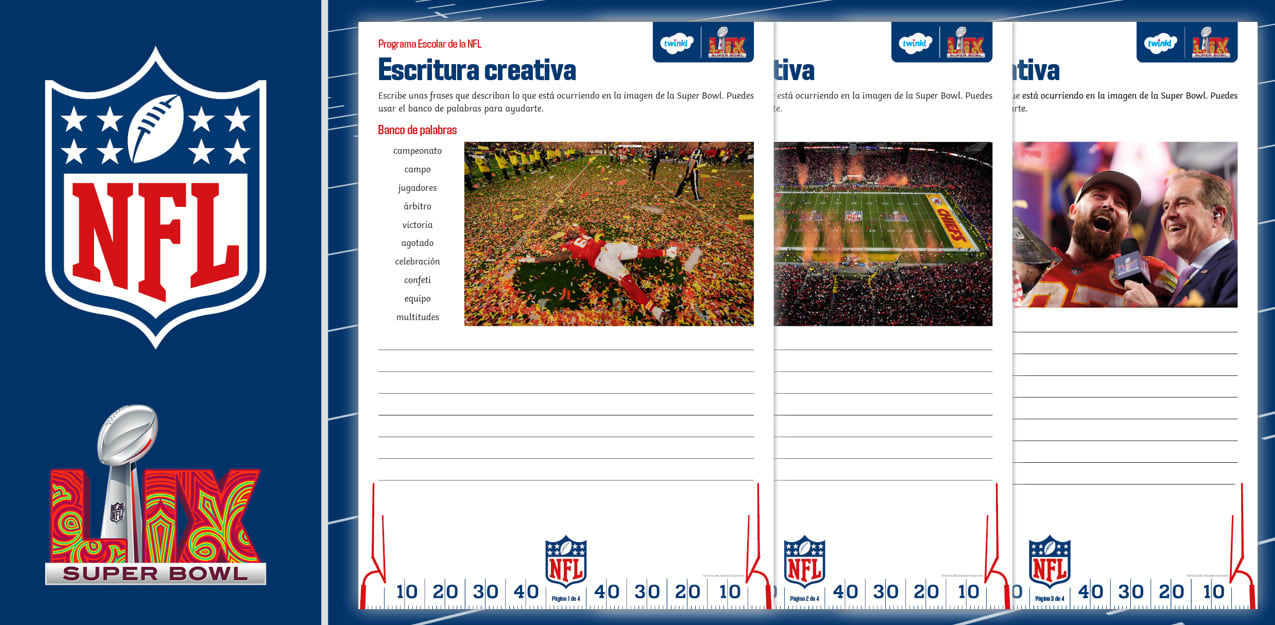 NFL: Ficha de actividad - Escritura creativa de la Super Bowl