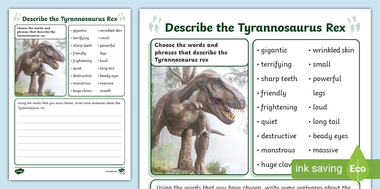 Describe the Tyrannosaurus Rex Writing Activity