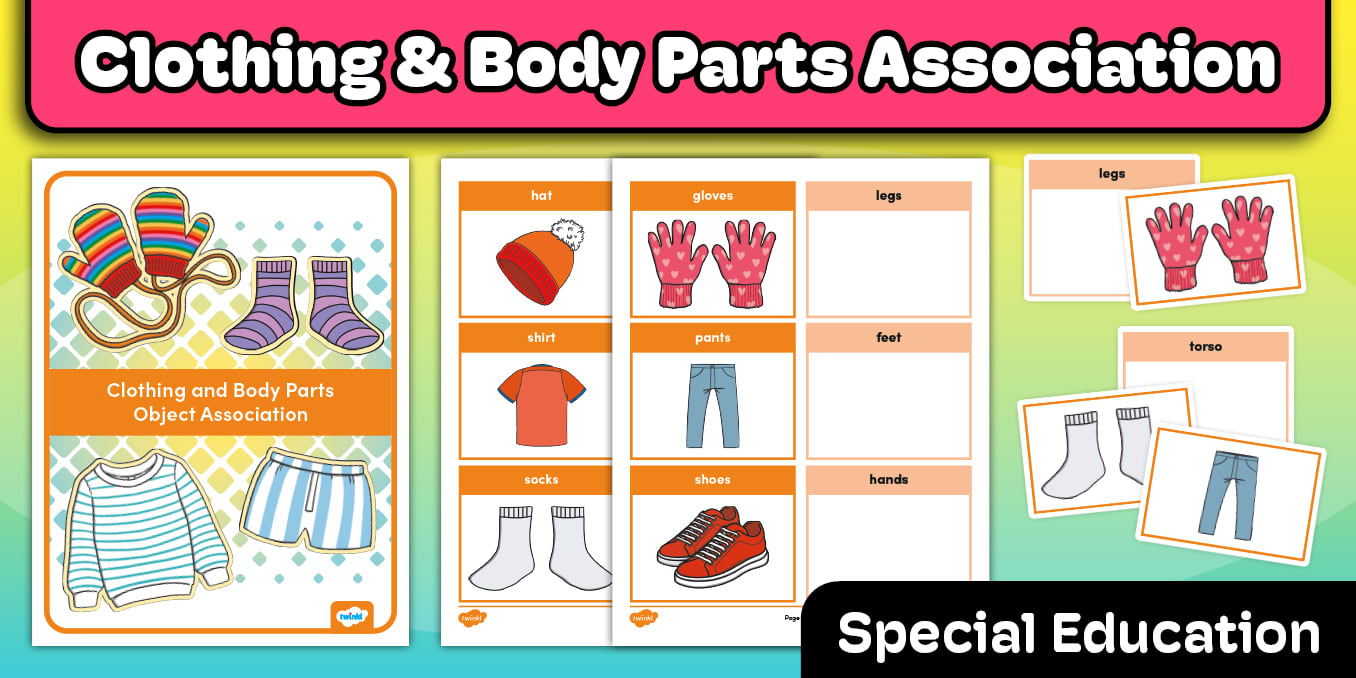 Clothing and Body Parts Object Association File Folder Activity for ...