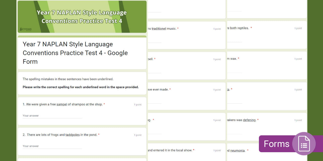 Year 7 NAPLAN Style Language Conventions Practice Test 4