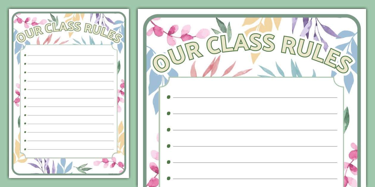 Colourful Botanical Themed Our Class Rules Display Poster