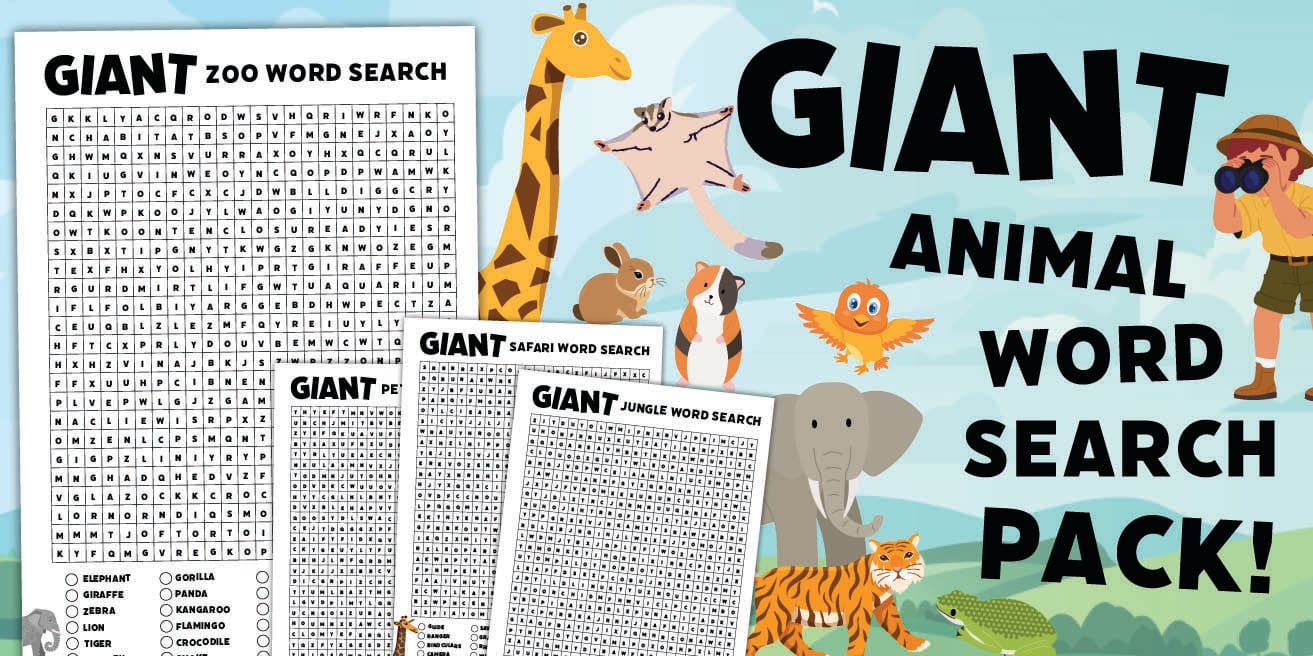 Giant Word Search Animals Pack