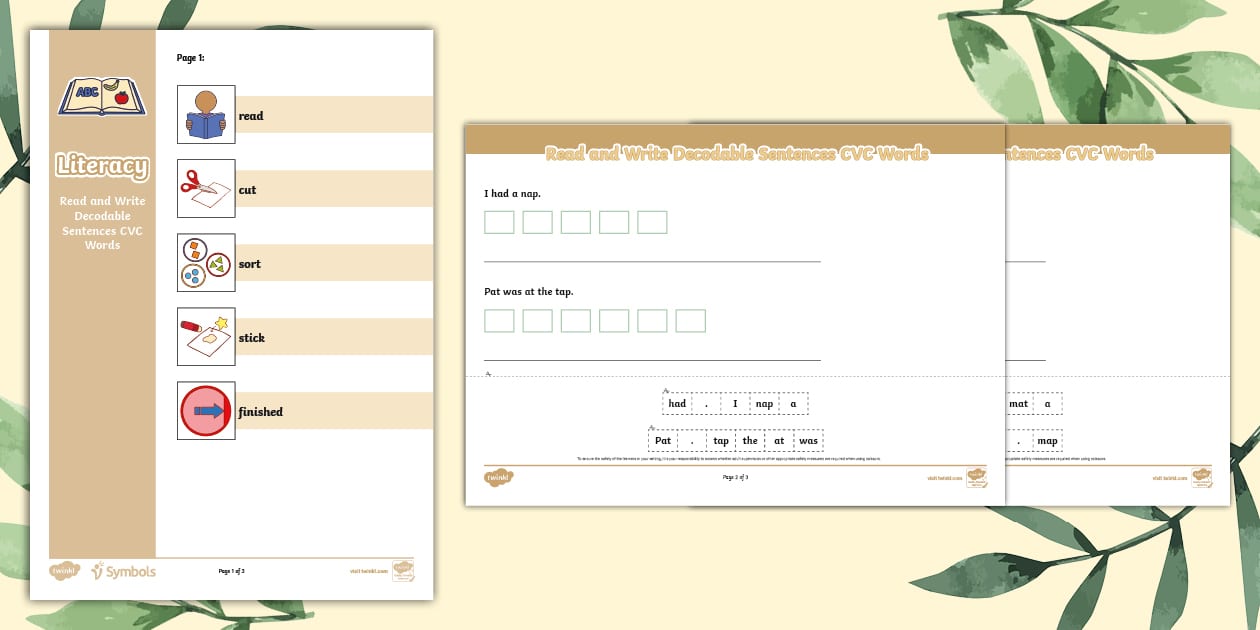 Structured Steps Literacy Read and Write Decodable Sentences