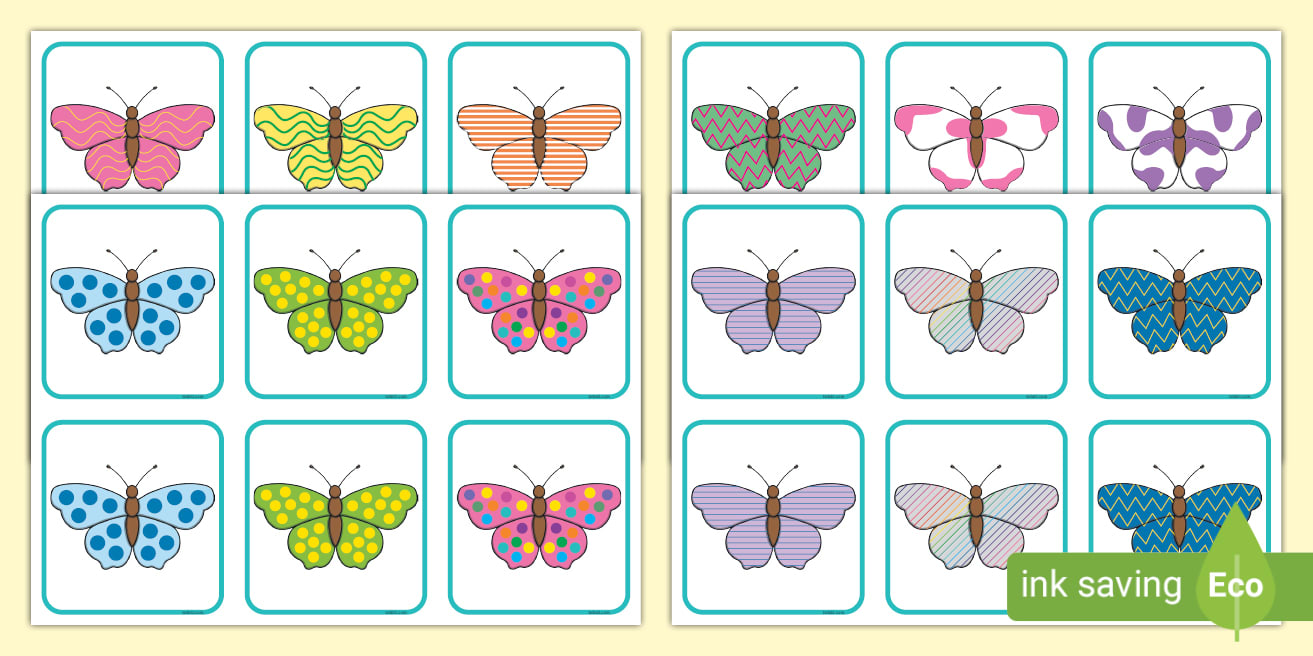 Pattern Butterflies Matching Cards