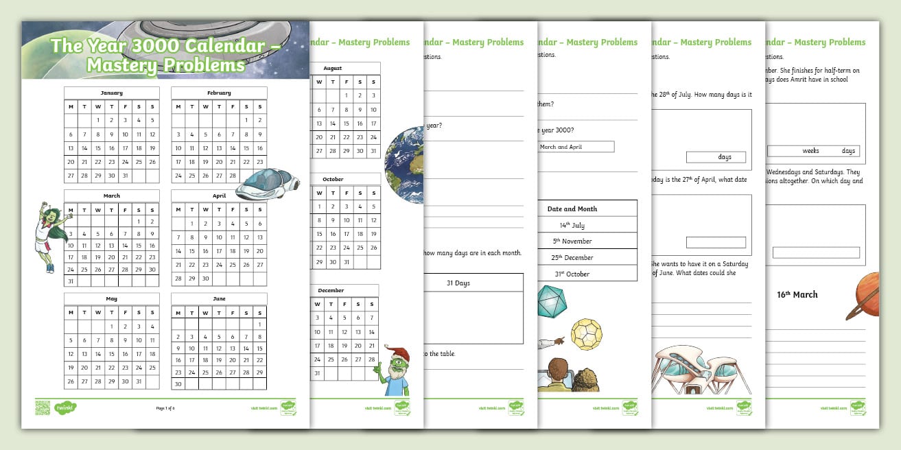 KS2 The Year 3000 Calendar – Maths Mastery Problems