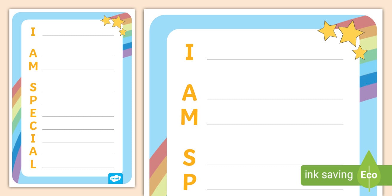 I Am Special Acrostic Poem Template