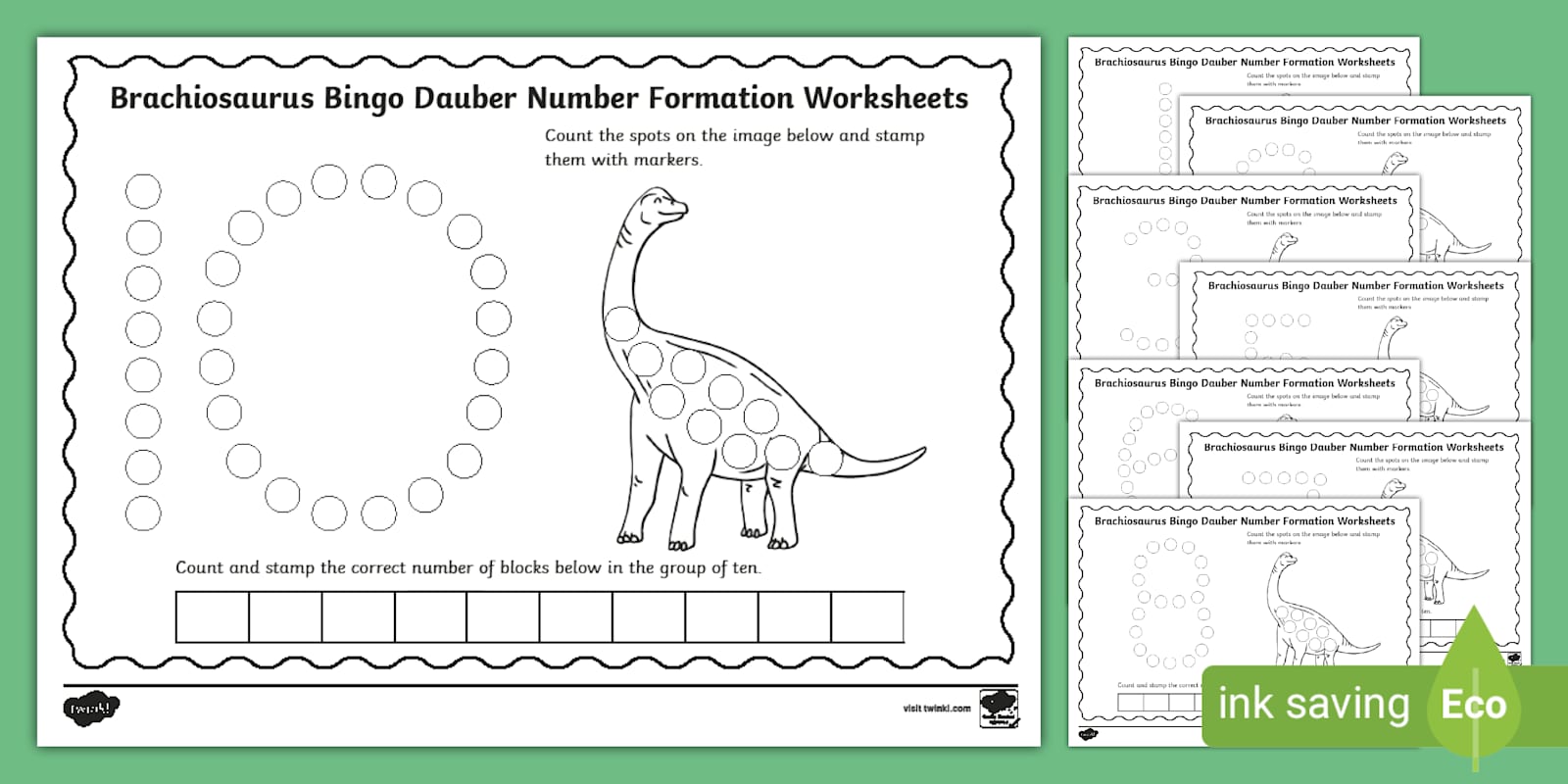Brachiosaurus Bingo Dauber Worksheets| Twinkl Mathematics