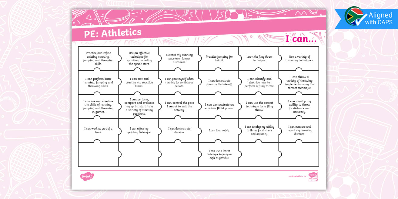 Grade 5 Term 4 Physical Education Athletics Jigsaw