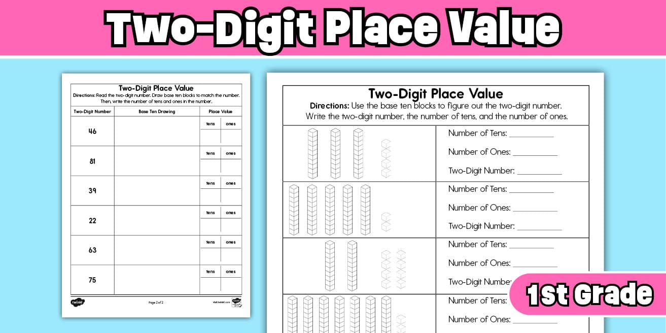 First Grade Understanding Tens and Ones Place Value Worksheet