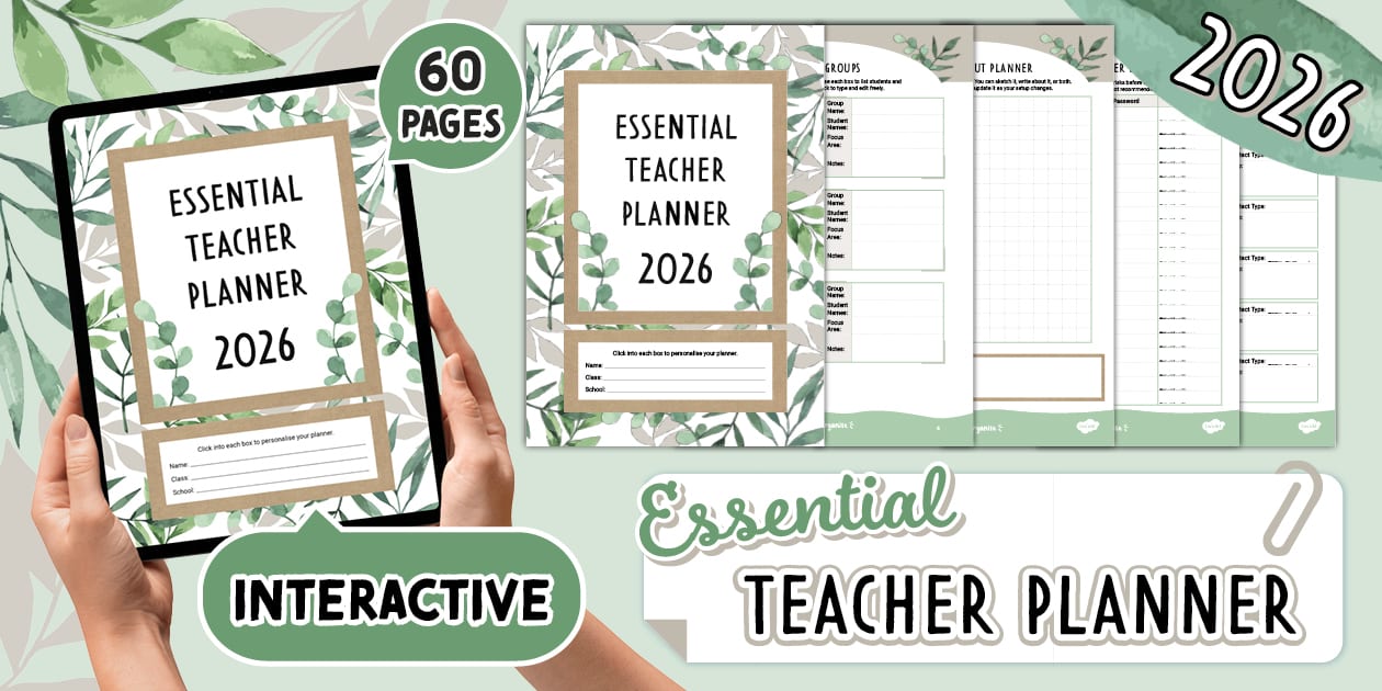 Essential Teacher Planner 2026: Interactive Digital Edition