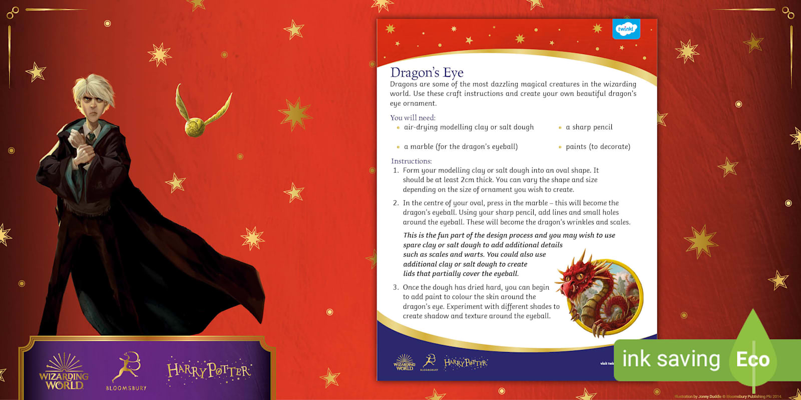 Harry Potter: Clay Dragon’s Eye Craft Activity