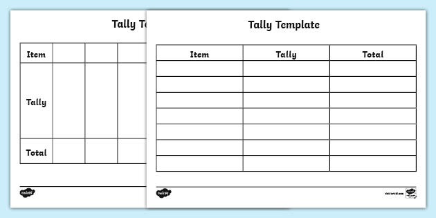 Tally Mark Chart Template | Blank Table Chart Template