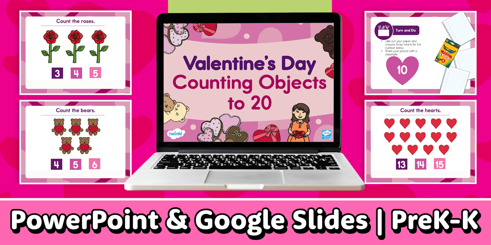 Valentine's Day: Counting Objects to 20 PowerPoint & Google Slides for ...