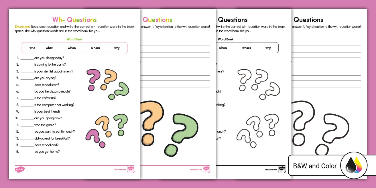 Second Grade Wh- Questions Worksheet