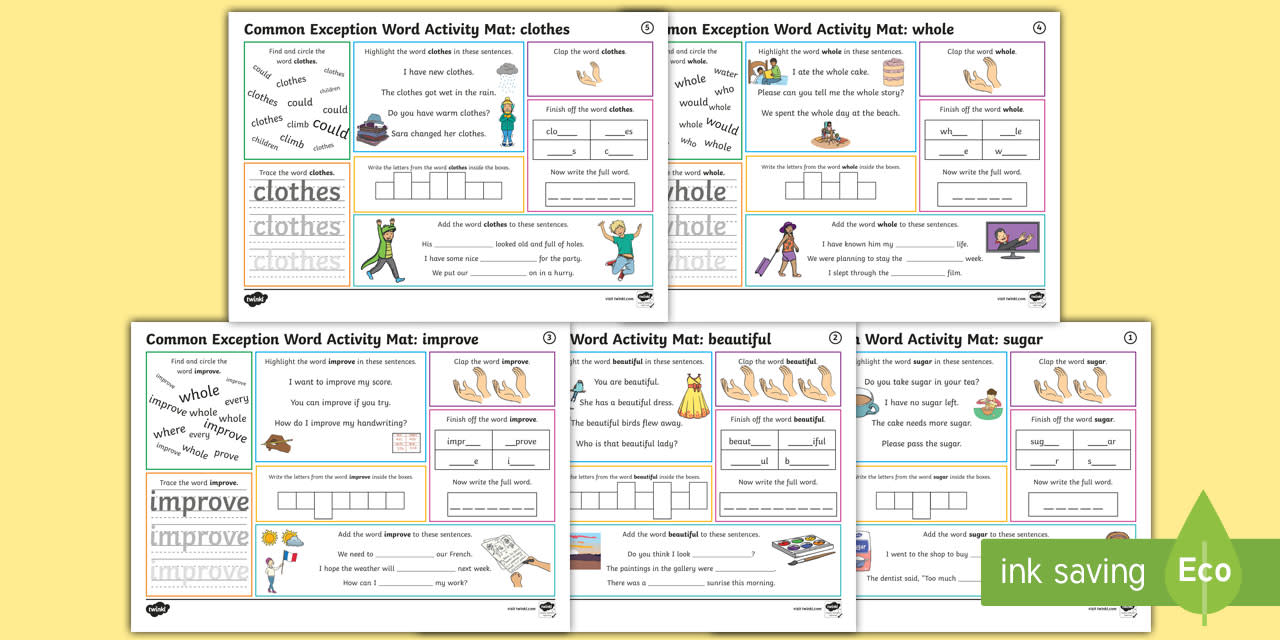 Year 2 Common Exception Word Activity Mat 12 Resource Pack - y2, ks1 ...